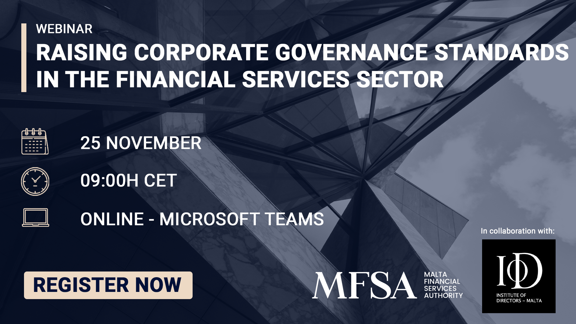 Webinar on Raising Corporate Governance Standards in the Financial Services Sector - MFSA
